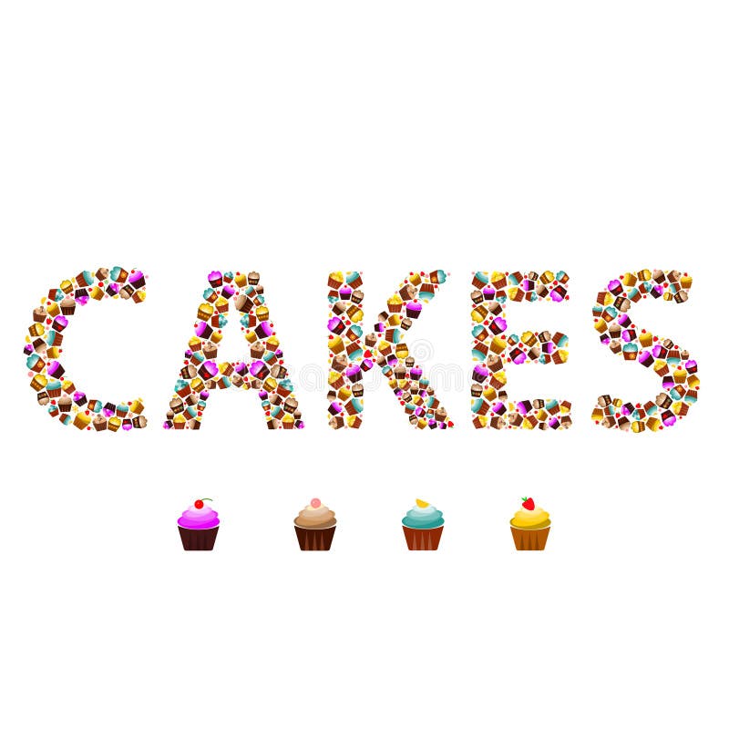CAKES_word illustrazione vettoriale. Illustrazione di forno - 58589118