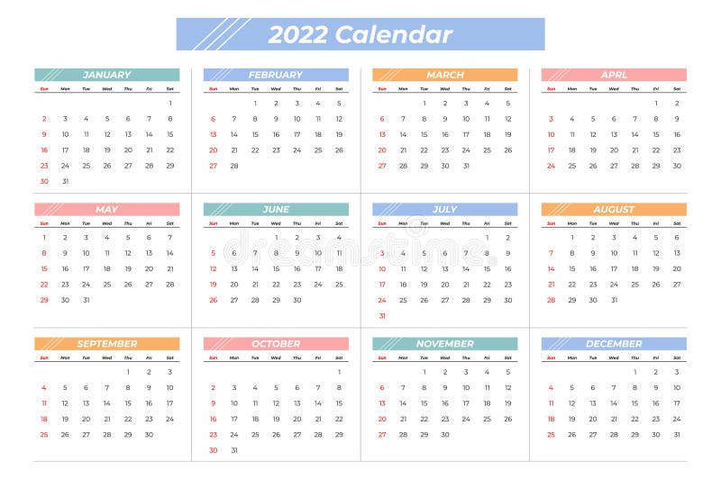 Editable Calendar 2022 Stock Illustrations – 2,188 Editable Calendar ...