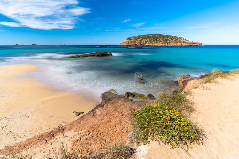 Cala Conta Beach, Ibiza, Spain. Stock Photo - Image of summer, spain ...