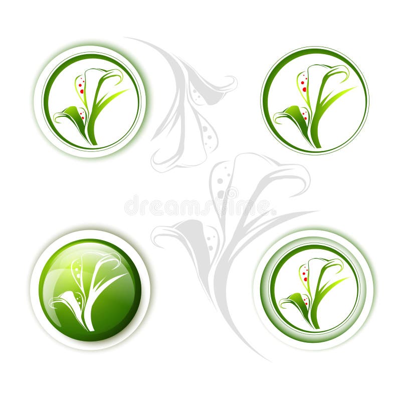 Cala Lily Flower Icon Set ilustración del vector. Ilustración de cala ...