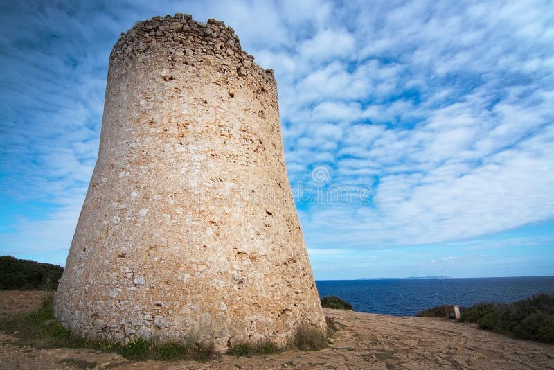 Cala Pi tower Mallorca stock photo. Image of path, ocean - 93796232