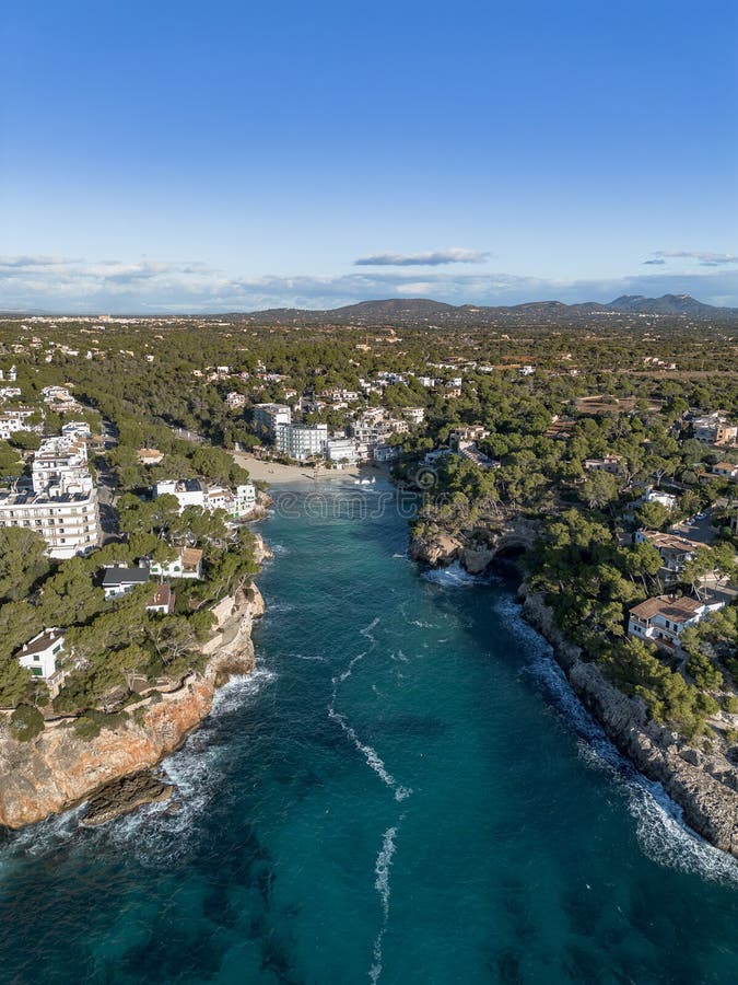 Cala Santanyi Beach in Majorca Aerial View Stock Image - Image of ...