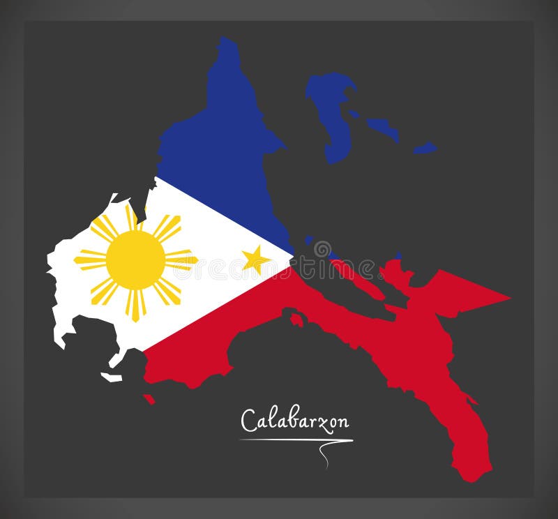 Calabarzon Map of the Philippines with Philippine National Flag Stock ...
