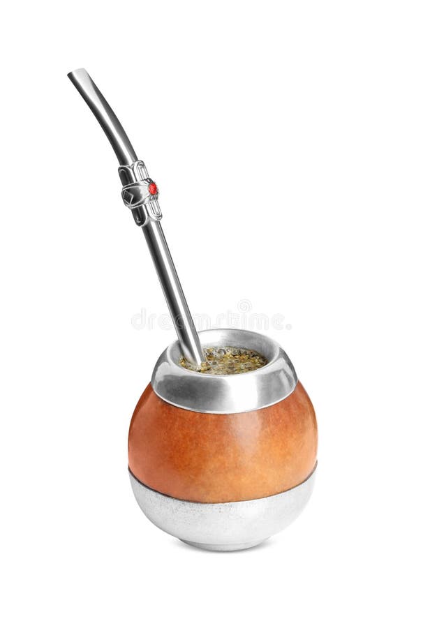 Calabash with Mate Tea and Bombilla on White Background Stock Image ...