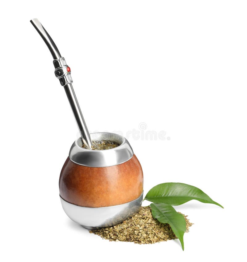 Calabash with Mate Tea and Bombilla on White Background Stock Photo ...