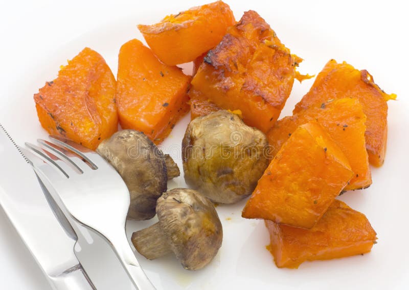Calabaza Cocida Al Horno Con Las Setas Foto de archivo - Imagen de ...