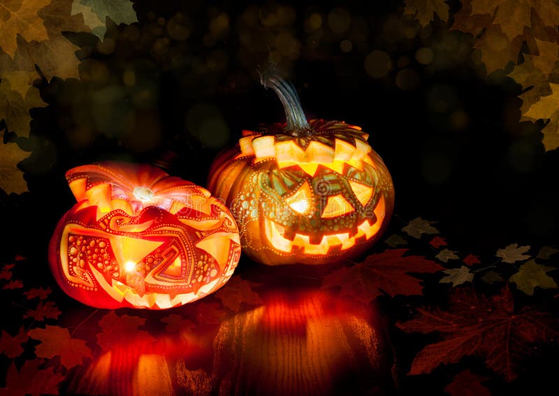 Calabazas Talladas De Halloween Imagen de archivo - Imagen de objeto ...
