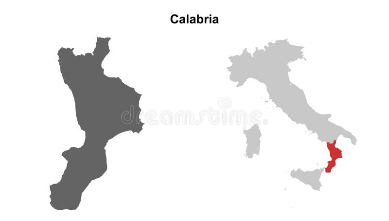 Calabria outline map stock vector. Illustration of cartography - 378993071