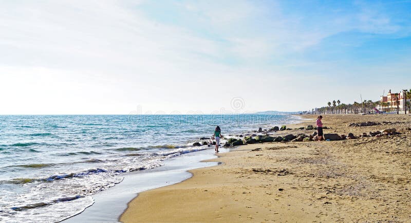Calafell Beach, Tarragona editorial stock photo. Image of beaches ...