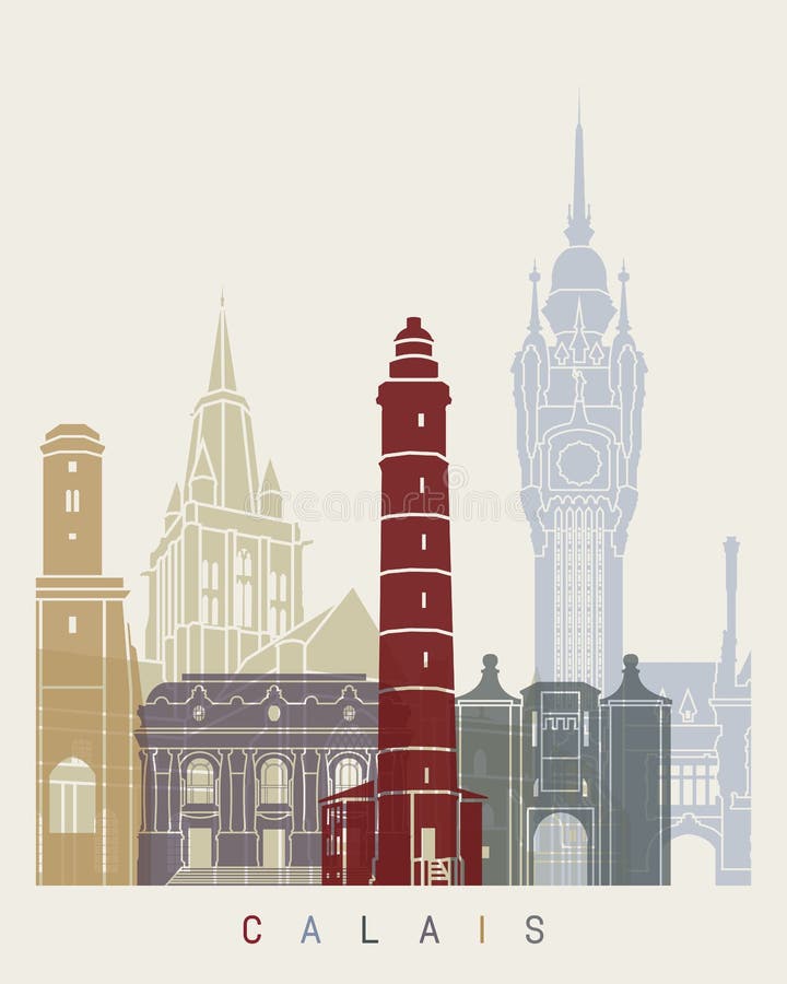 Calais skyline poster stock vector. Illustration of skyline - 93394061
