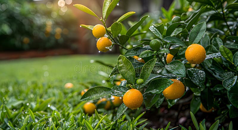 Calamansi Citrus Tree, in the Backyard Garden Stock Image - Image of ...