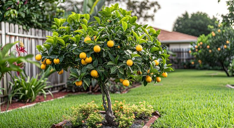 Calamansi Citrus Tree, in the Backyard Garden Stock Photo - Image of ...
