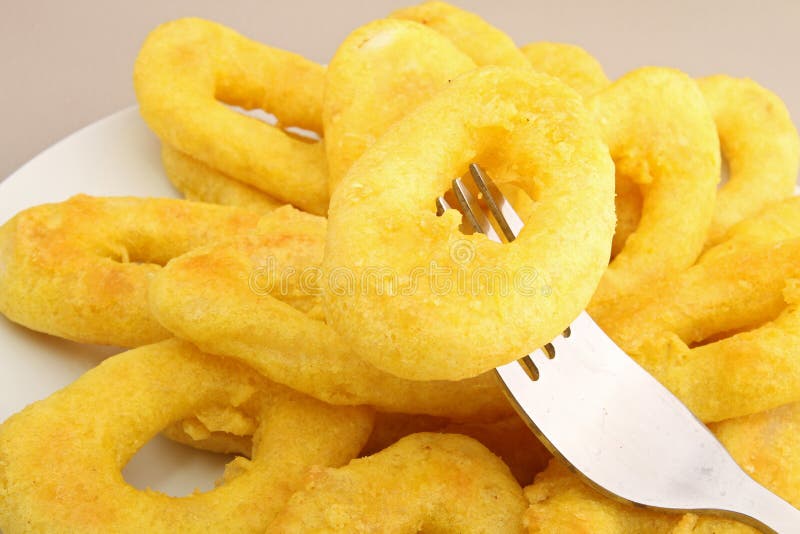 Calamari frit image stock. Image du fourchette, croquant - 17663467