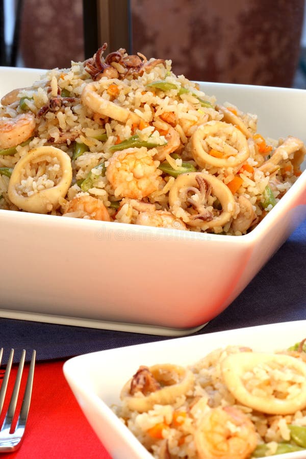 Calamari rice stock image. Image of lunch, carrots, ready - 14996279
