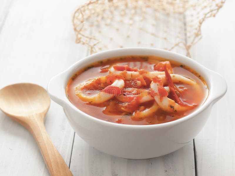 Calamari seafood soup stock image. Image of italian, squid - 26806805