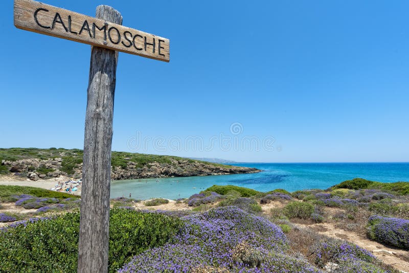 Calamosche Beach in Sicily Italy at Sunset View Panorama Stock Photo ...