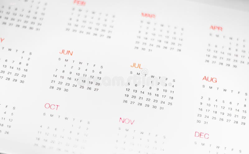 Calander with Day & Month Stock Image - Image of feburary, numbers ...