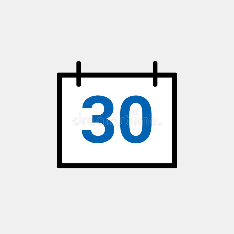 Calander Icon Showing Date 30 Stock Vector - Illustration of banner ...