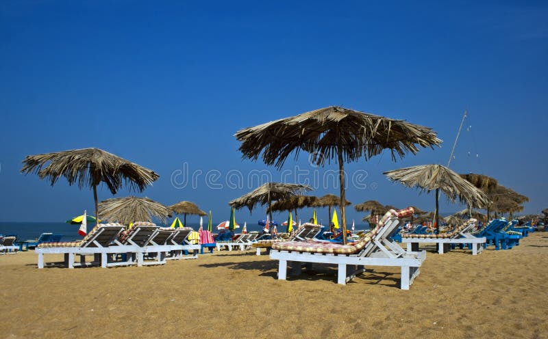 Calangute Goa India Beach Scene Stock Photo - Image of chairs, sunny ...