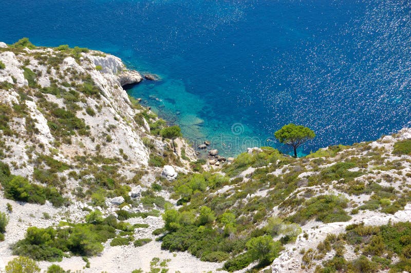 Calanques De Luminy, Marselha Foto de Stock - Imagem de aéreo, azul ...