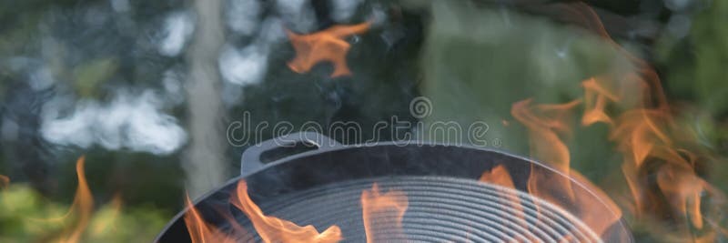 Calcining a New Frying Pan Over the Fire Stock Image - Image of baking ...