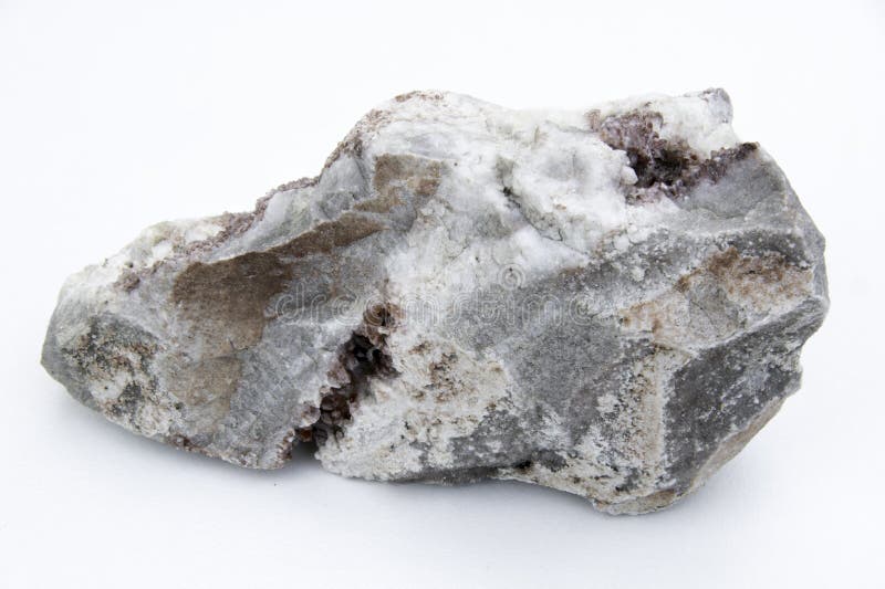 Calcite on a Rock Over White Background Stock Photo - Image of ...