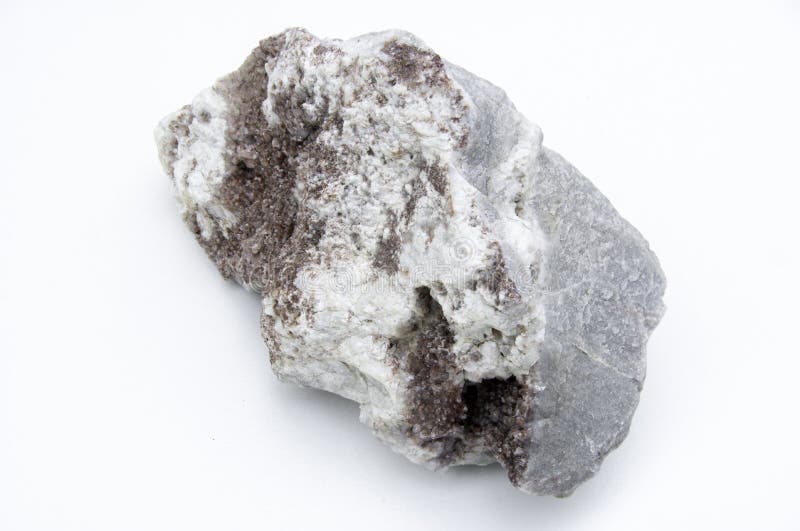 Calcite on a Rock Over White Background Stock Photo - Image of rock ...