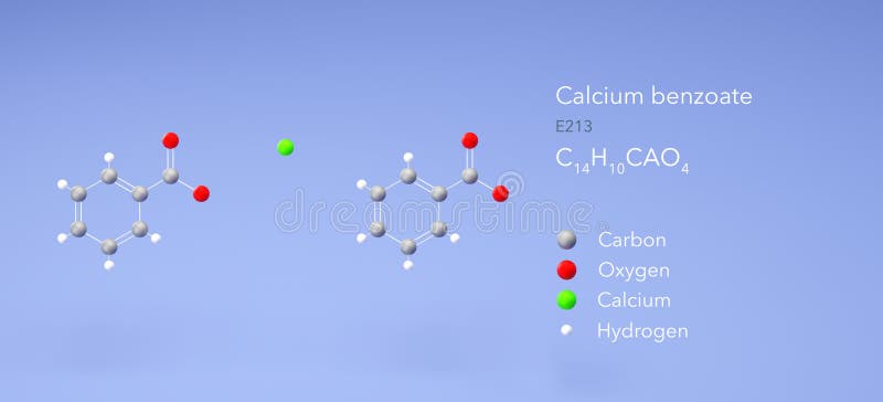 Calcium Benzoate Molecular Structure 3d, Flat Model, Preservative E213 ...