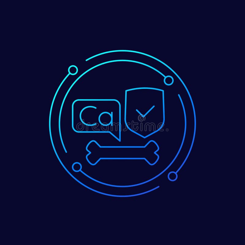 Calcium for Bones Icon with a Shield, Line Vector Stock Vector ...