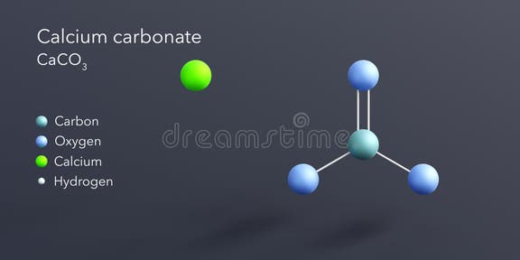 Calcium Carbonate Molecule 3d Rendering, Flat Molecular Structure with ...