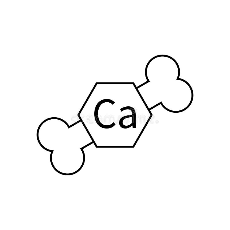 Calcium Chemical Element and Bone Icon. Vector Clipart and Drawing ...
