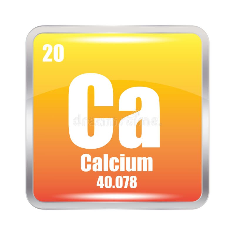 Calcium Element Icon. Ca Symbol Focus. Atomic Number 20. Mass 40.078 ...