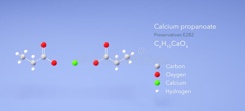 Calcium Propanoate Molecule, Molecular Structures, Food Additive E282 ...