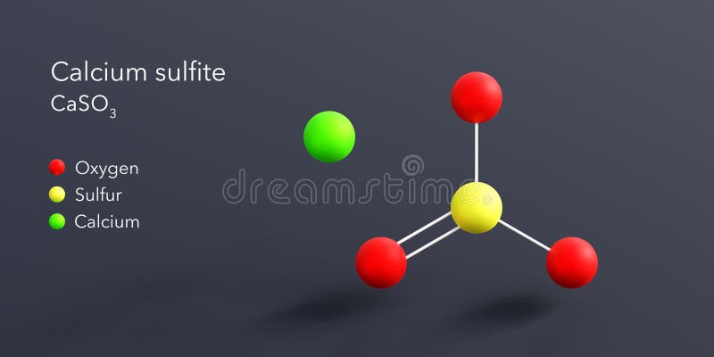 Calcium Sulfite Molecule 3d Rendering, Flat Molecular Structure with ...