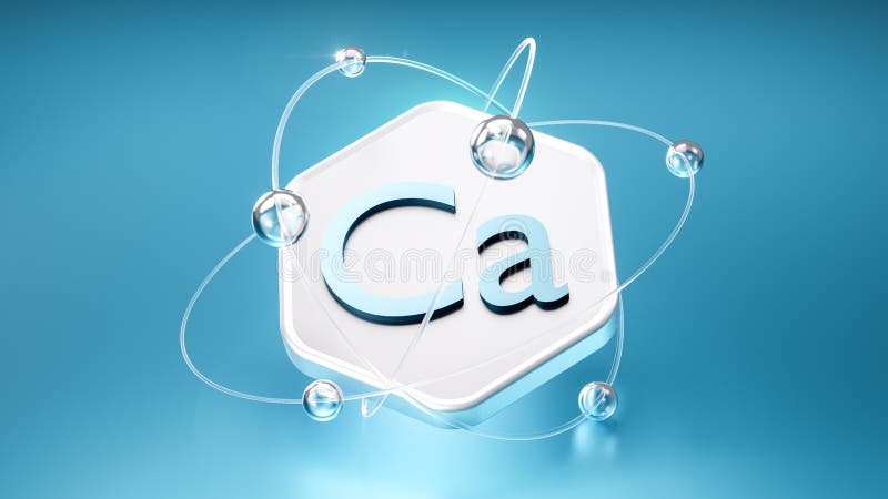 Calcium Symbol - Ca on a Hexagon with Orbits, Floating Atoms and ...
