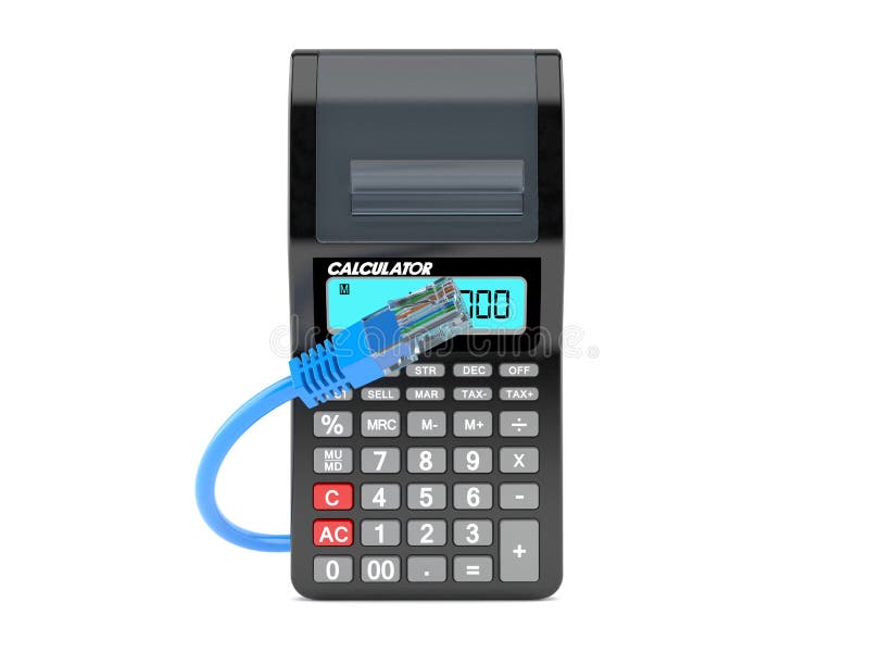 Calculadora Con El Cable De La Red Stock de ilustración - Ilustración ...
