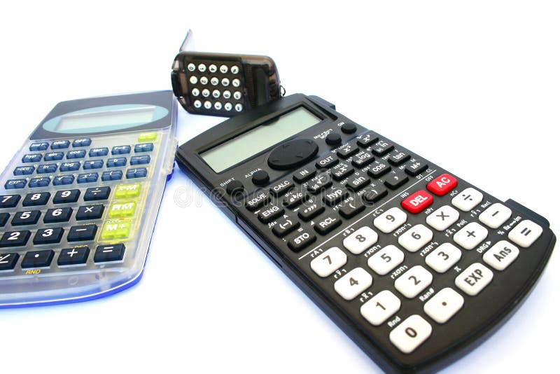 Tres calculadoras foto de archivo. Imagen de blanco, financiero - 18224350