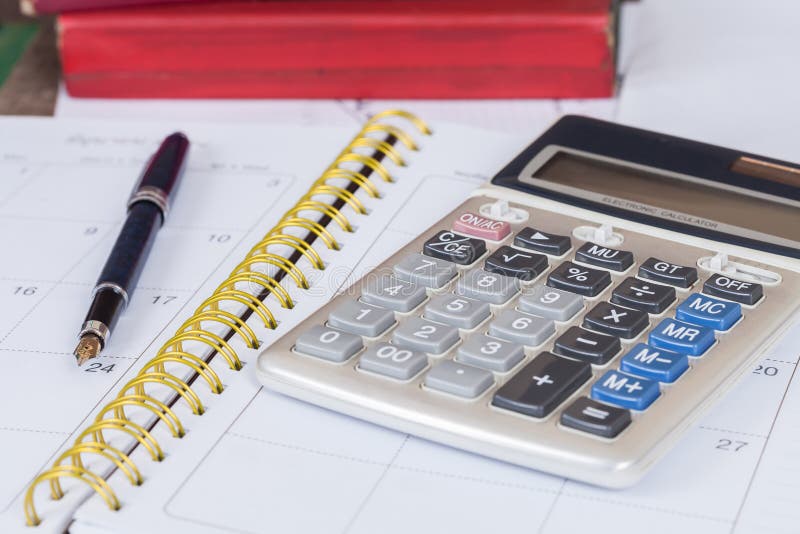 Calculate on calendar book stock image. Image of education - 77332413