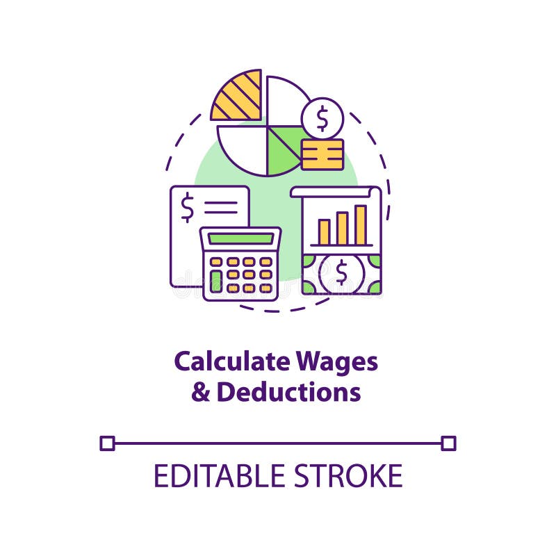 Calculate Wages and Deductions Concept Icon Stock Vector - Illustration ...