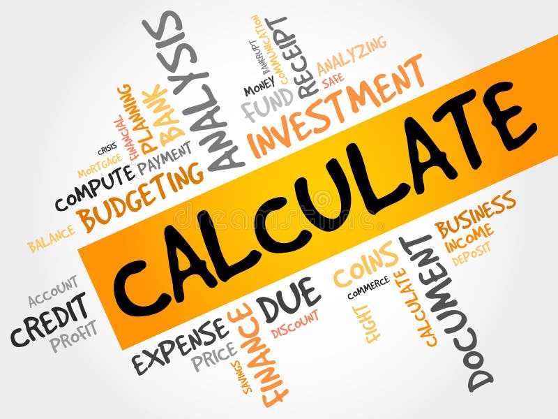CALCULATE word cloud stock illustration. Illustration of finance ...
