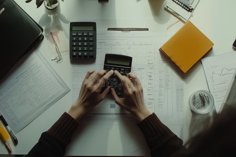 Calculating Finances at a Desk Stock Illustration - Illustration of ...