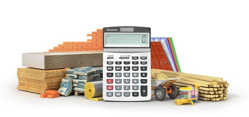Calculating Materials Costs. Set of Construction Materials and Tools ...