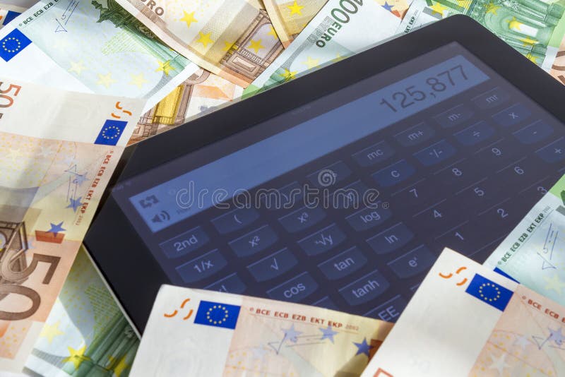 Calculating Money on Tablet Computer Stock Image - Image of counting ...