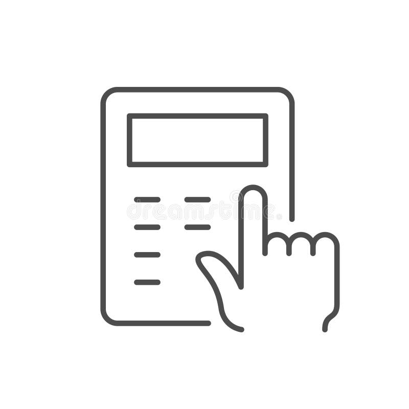 Calculating Process Line Outline Icon Stock Vector - Illustration of ...