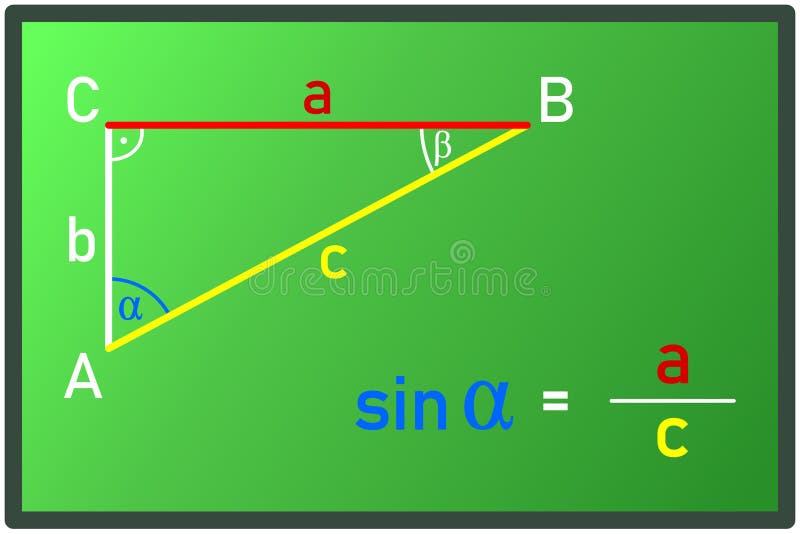 Calculating the Sin Function in a Right Triangle Stock Vector ...