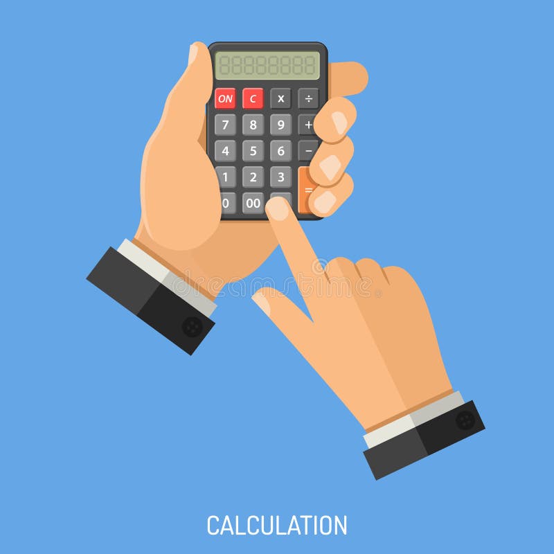 Hand With Calculator, Bookkeeper Calculation Flat Vector Icon Stock ...