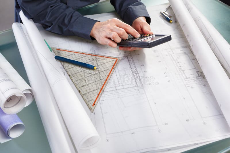 Calculation on design stock image. Image of rolled, plan - 20200355