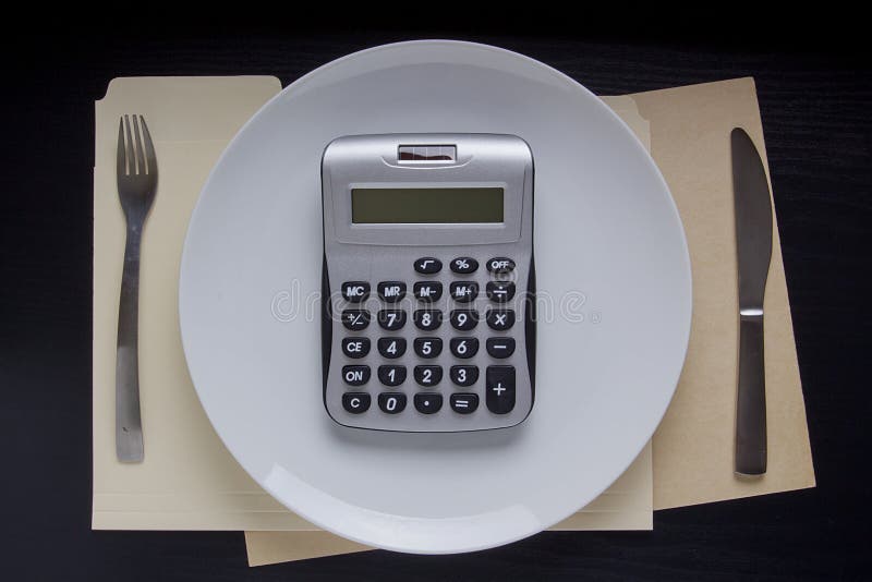 Calculation of Diet on the Calculator Stock Photo - Image of serving ...