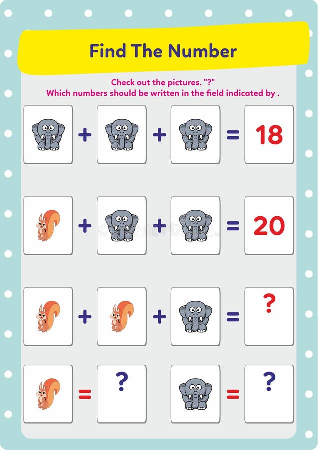 Calculation Exercises and Brain Training for Kids Stock Photo - Image ...