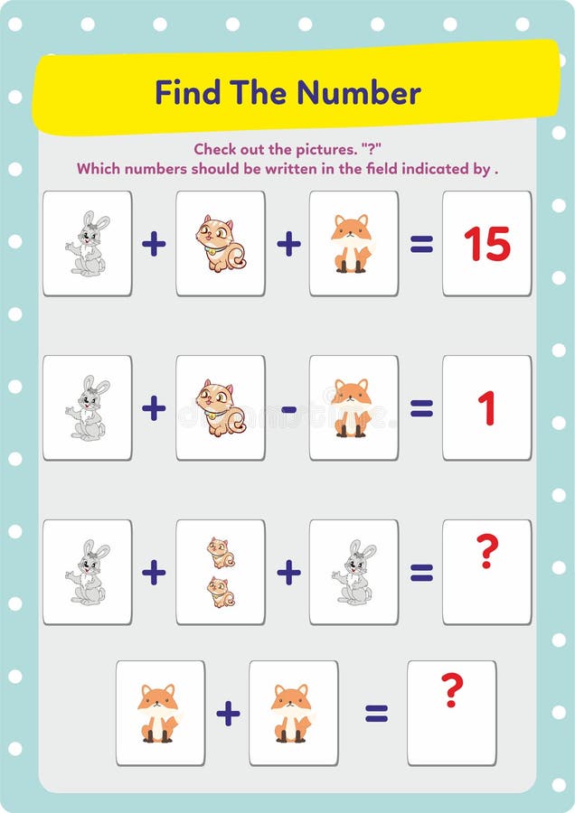 Calculation Exercises and Brain Training for Kids Stock Illustration ...